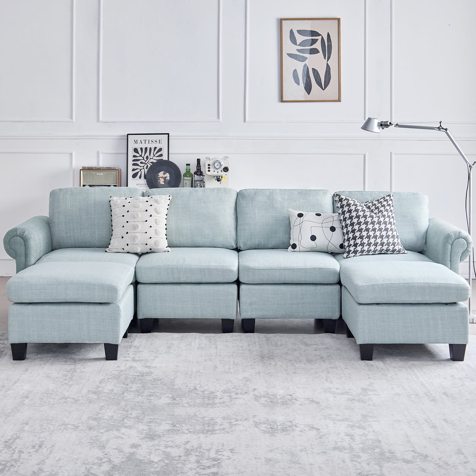 Mxfurhawa Modular Couches and Sectional Sofas, U Shaped Sectional Couch ...