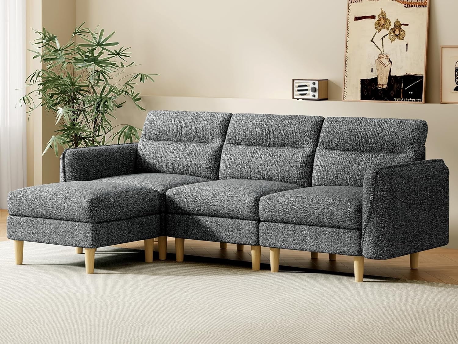 Mxfurhawa Modular Sectional Sleeper Sofa L Shaped Sofa Couch with ...