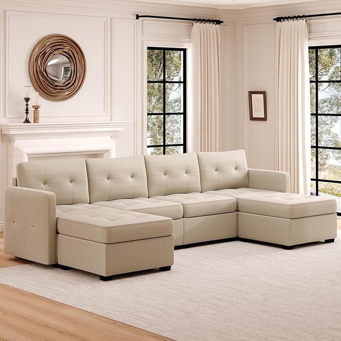 Mxfurhawa Modular Sectional Sofa Set 6 Seat Modular Sofa with Storage ...