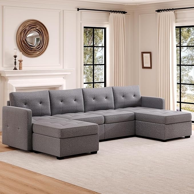 Mxfurhawa Modular Sectional Sofa Set 6 Seat Modular Sofa with Storage ...