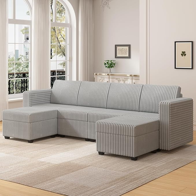 Mxfurhawa Modular Sectional Sofa Set Modern Faux Mink Fur Sectional ...