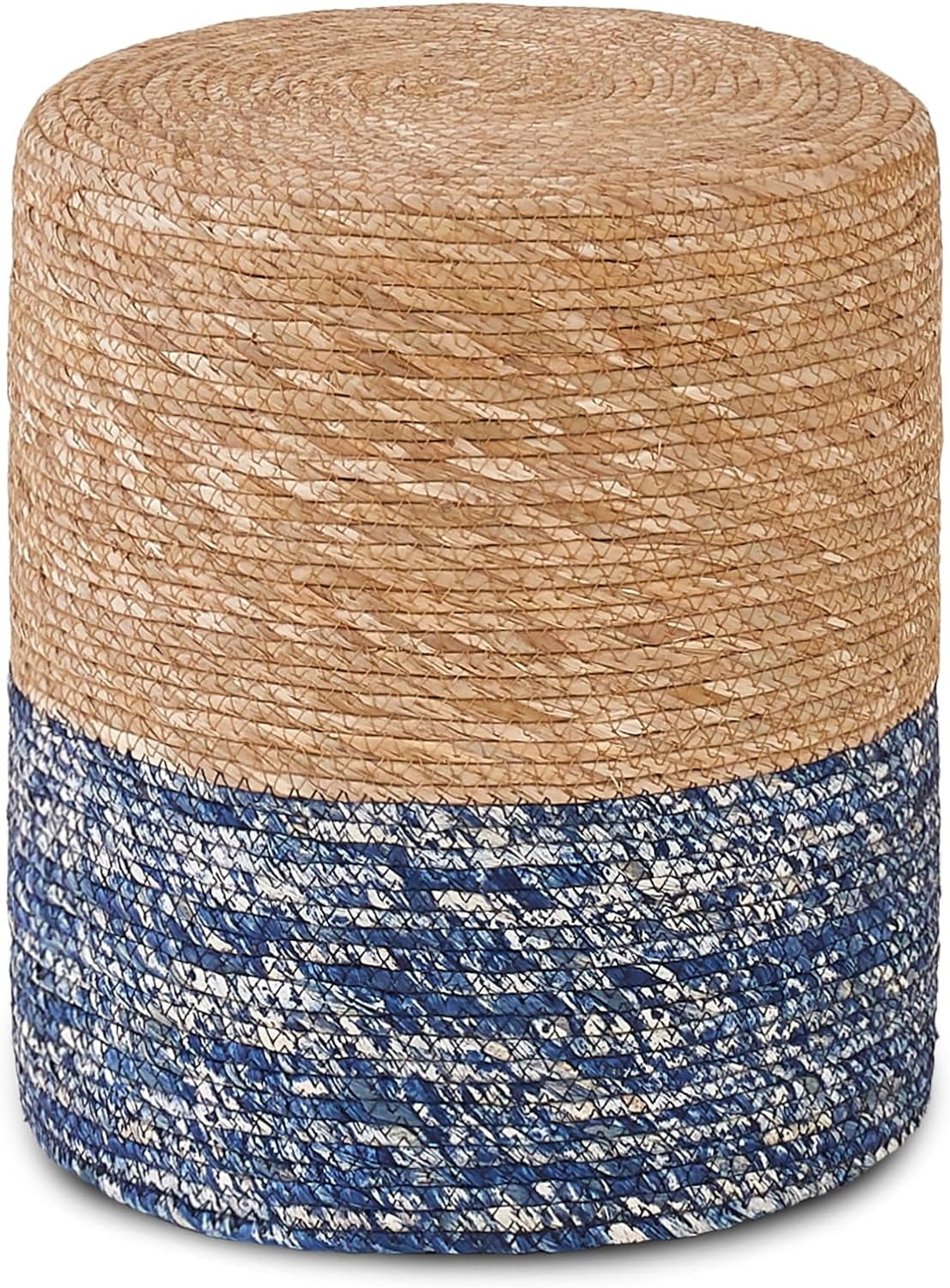 Mxfurhawa Round Ottoman, Natural Hand Braided Pouffe, Footstool with Solid Wood Frame, Rustic ...