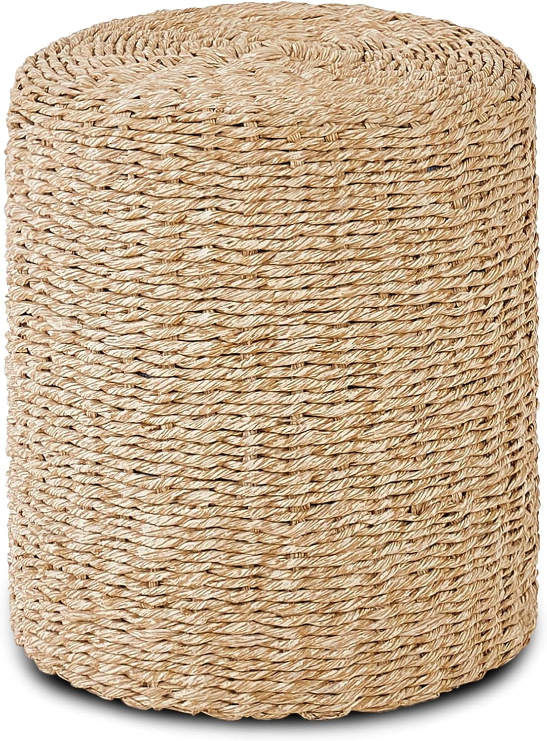 Mxfurhawa Round Ottoman, Natural Hand Braided Pouffe, Footstool with ...