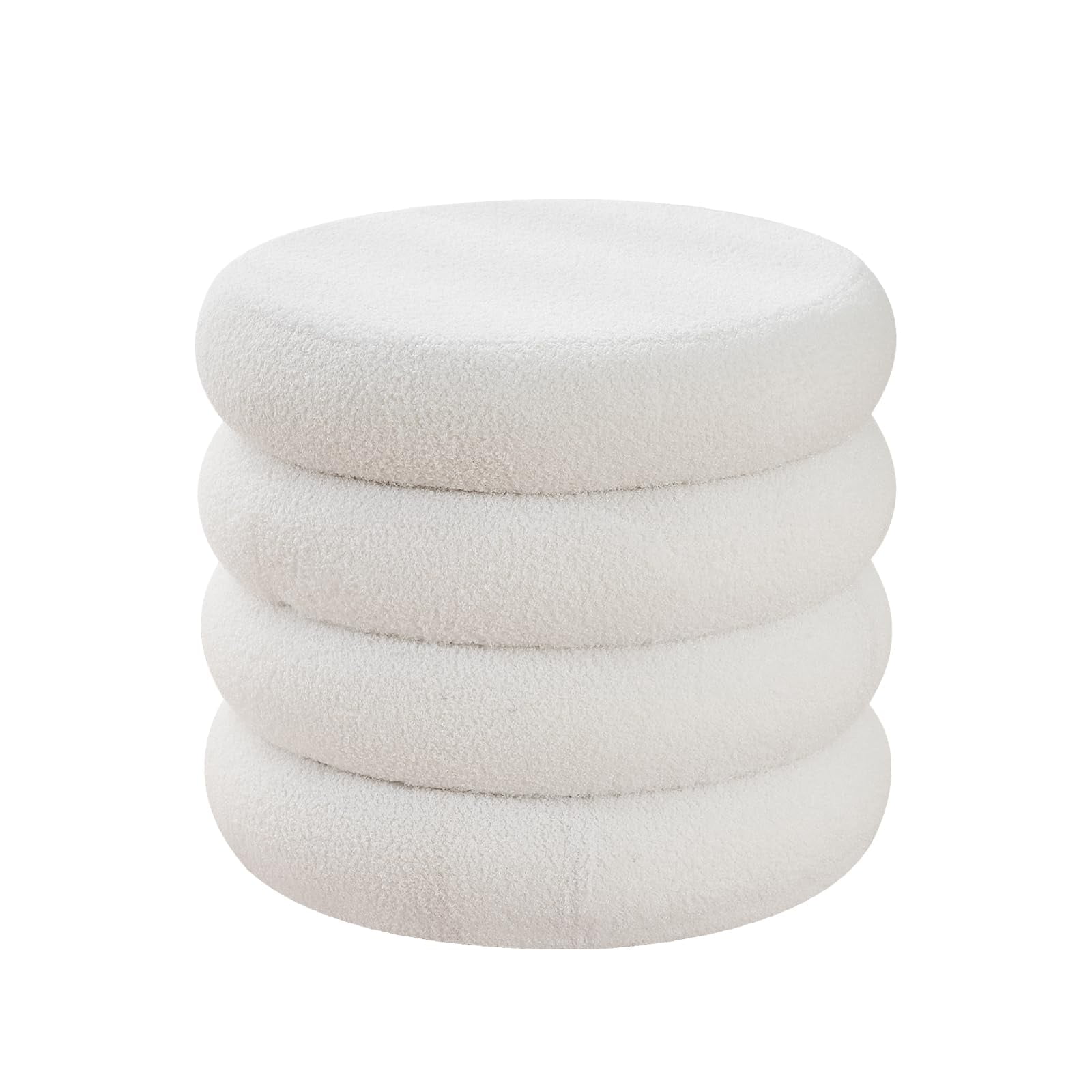 Mxfurhawa Round Storage Ottoman - Modern Sherpa Footstool with Flip-Top ...
