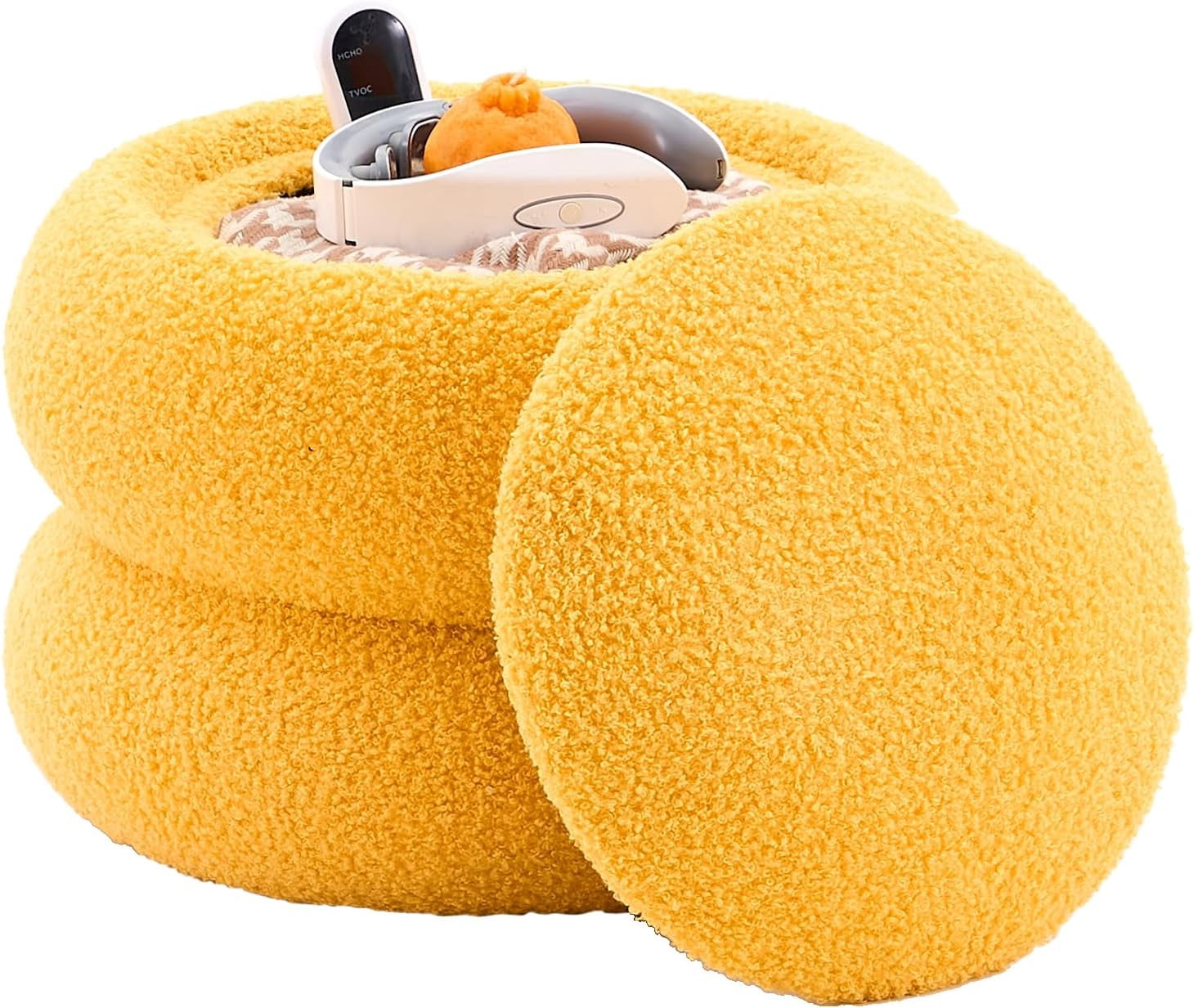 Mxfurhawa Storage Ottoman,Soft Teddy Velvet Upholstered Footrest ...