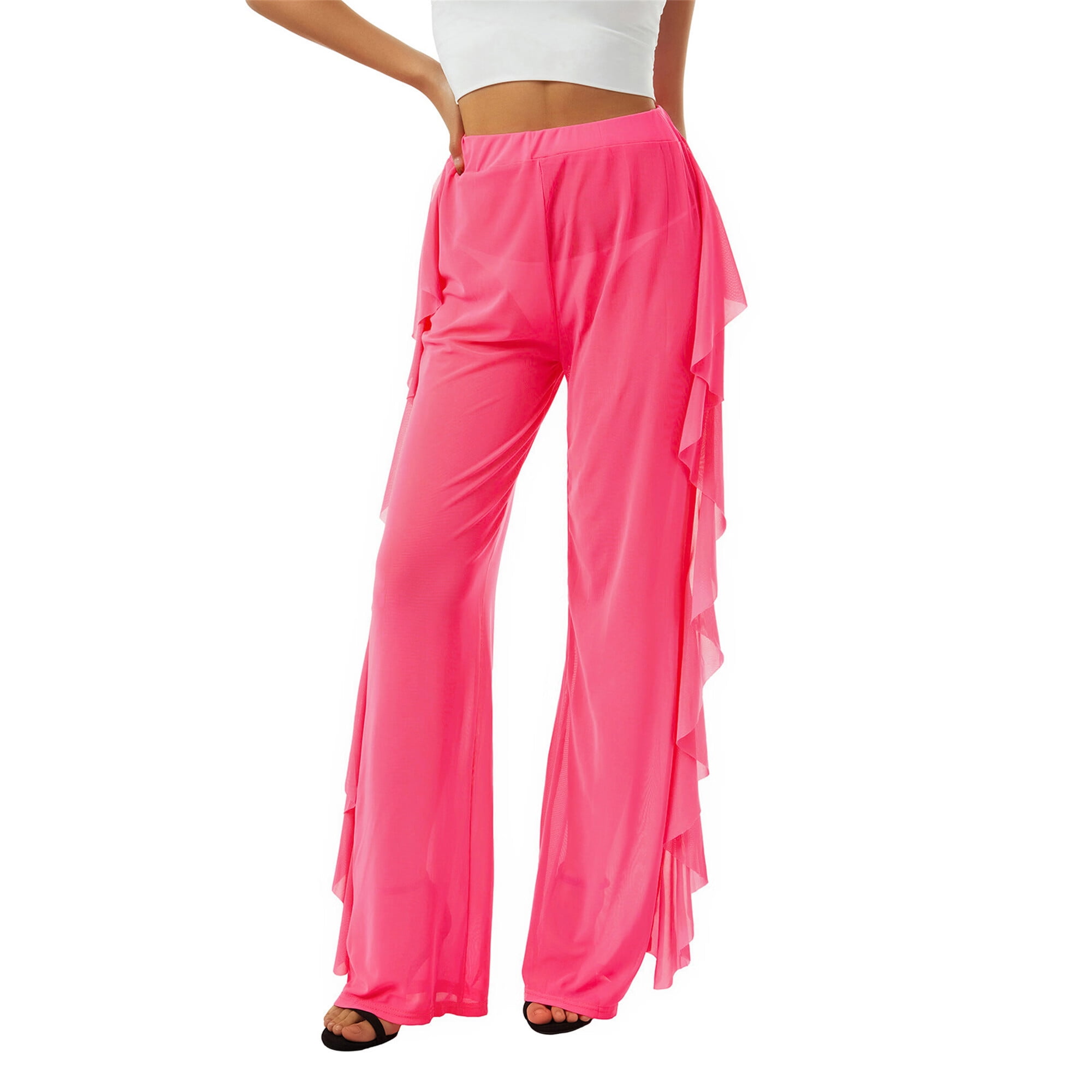 Mxiqqpltky Women Mesh Sheer Ruffle Cover Up Pants - Walmart.com