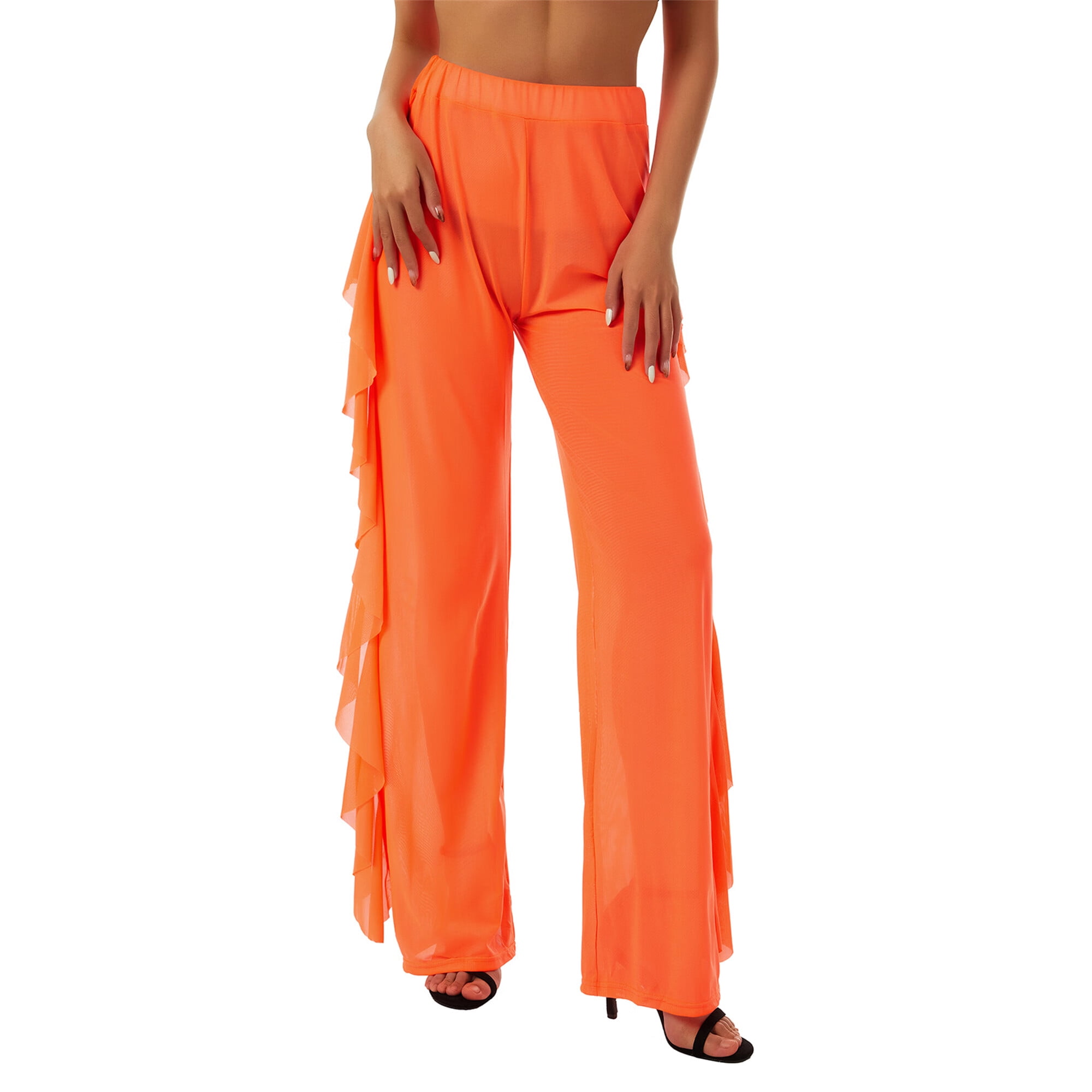 Mxiqqpltky Women Mesh Sheer Ruffle Cover Up Pants - Walmart.com