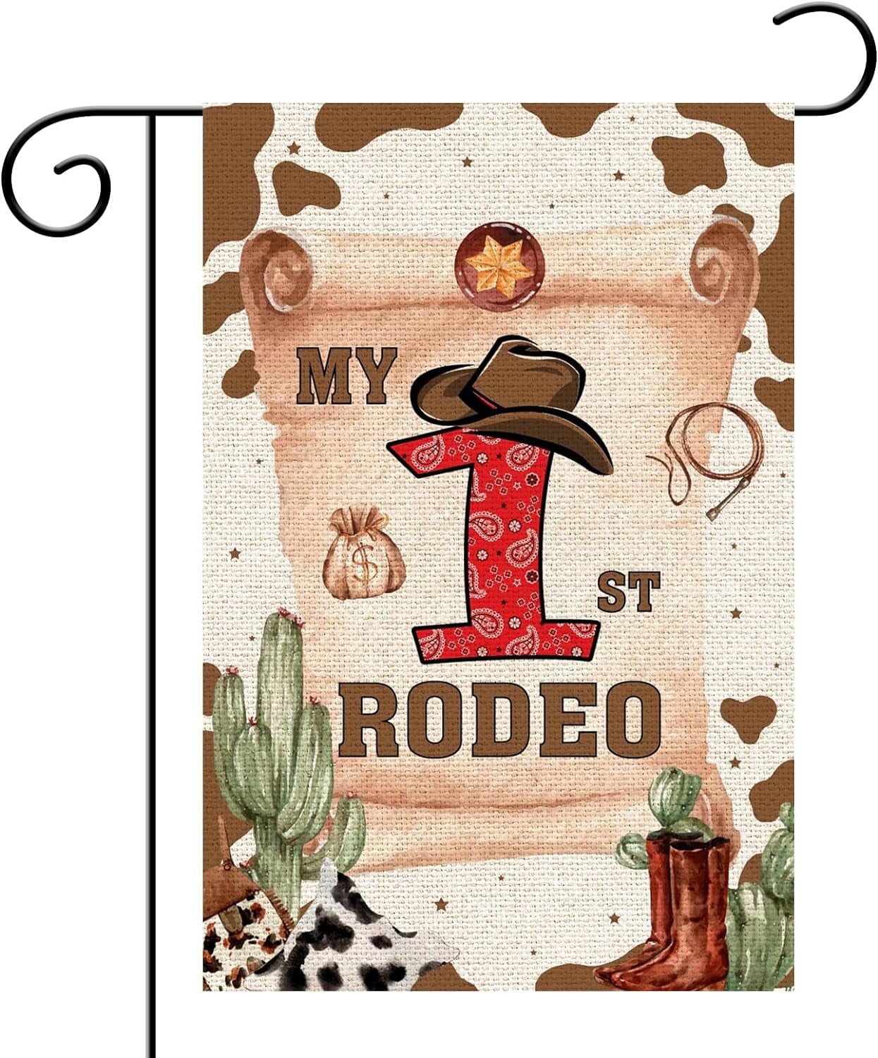 My 1st Rodeo Garden Flag, Vertical Double Sided, Western Theme Birthday ...