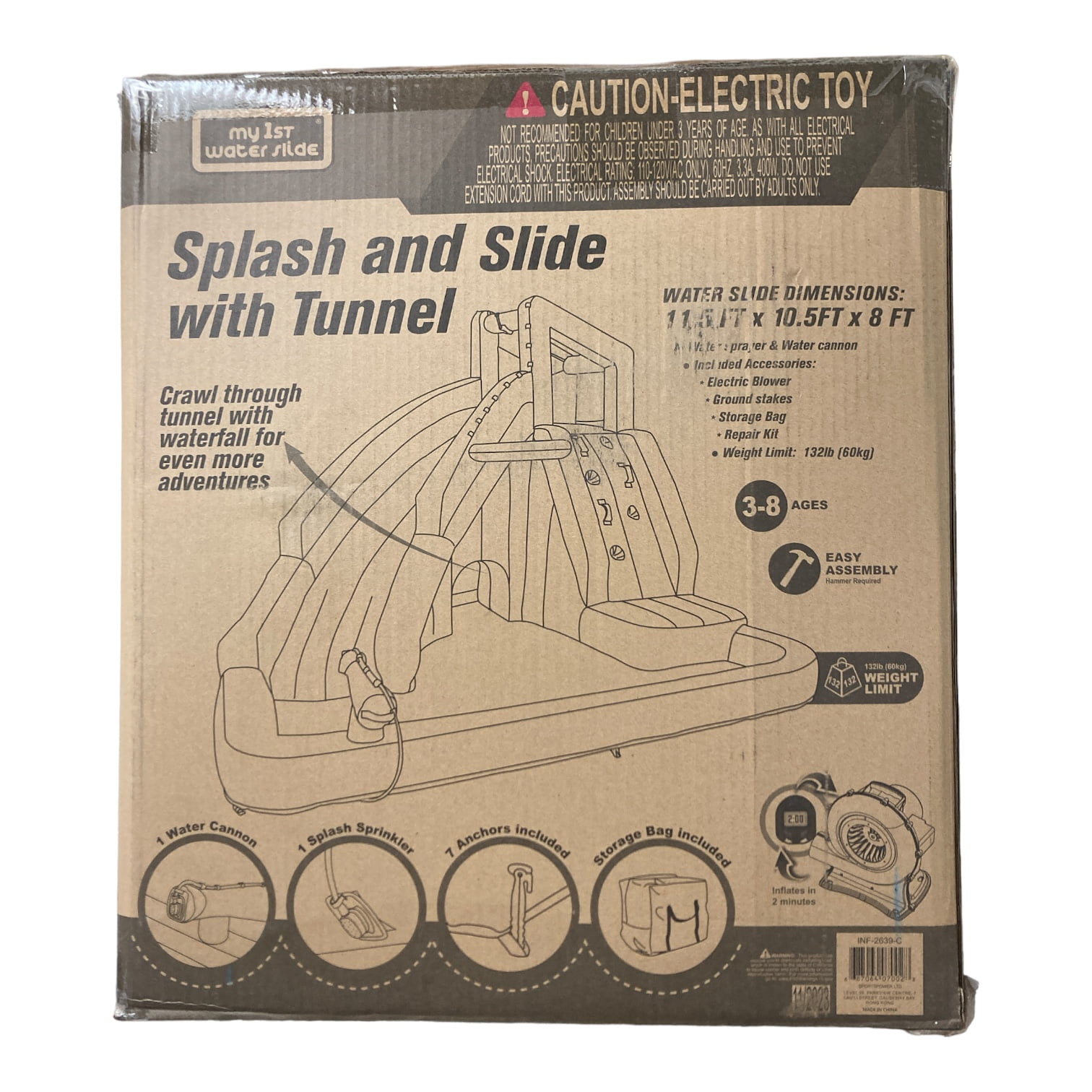 My 1st Water Slide Splash and Slide with Tunnel for Toddlers, 11.5'x10 ...