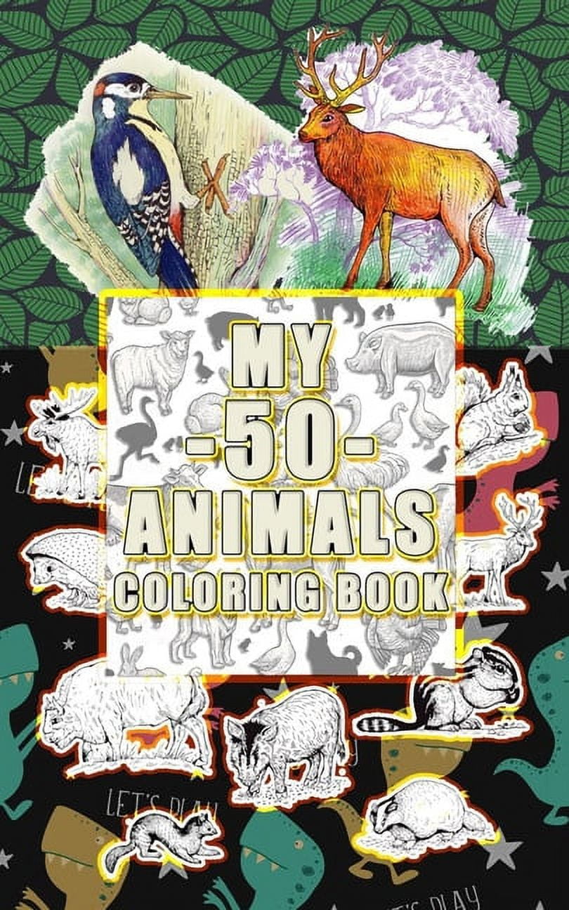 My 50 Animals Coloring Book: Creative Calligraphy Handwriting Practice ...
