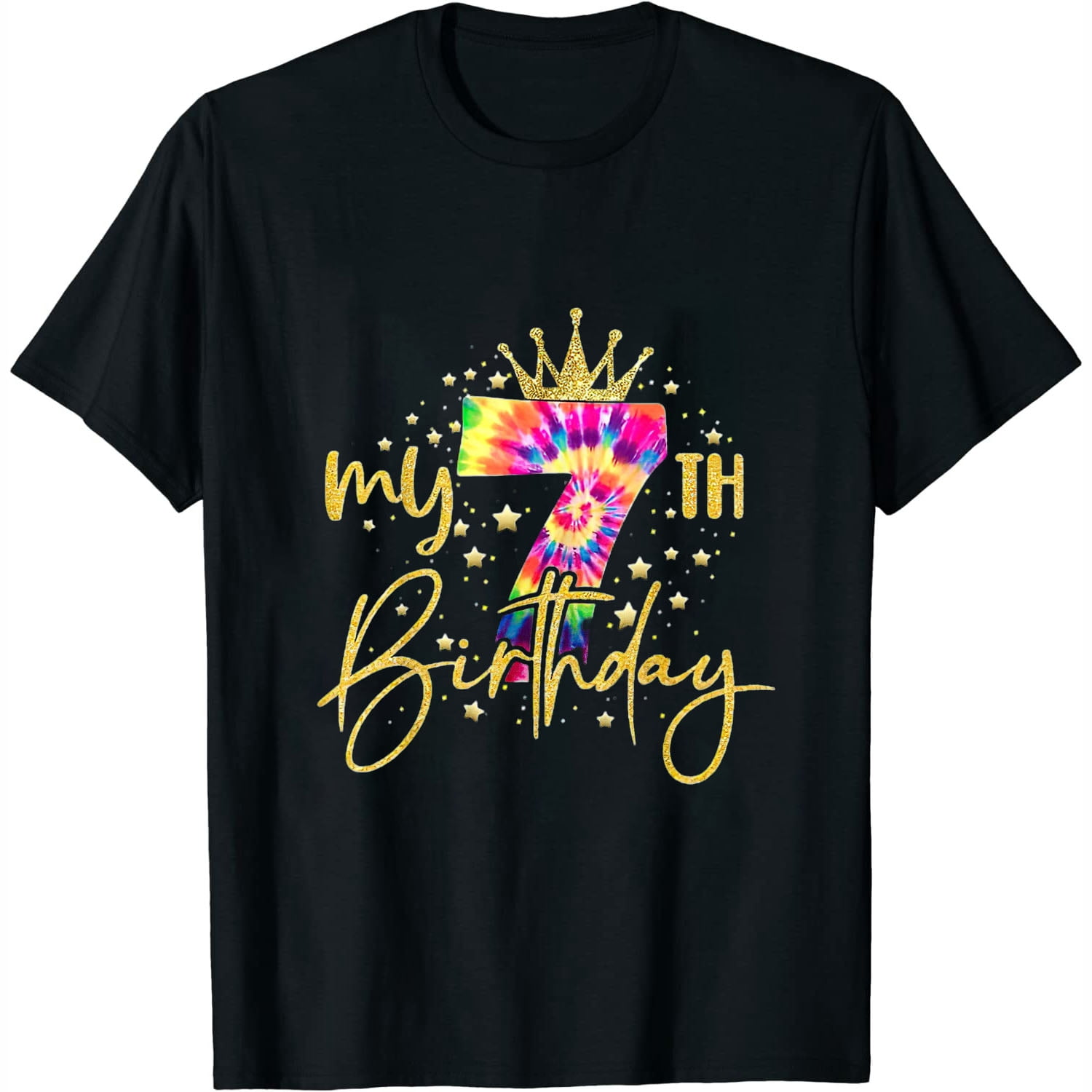 My 7th Birthday Colorful Tie Dye Number 7 Year Old Girls Kid Womens T ...