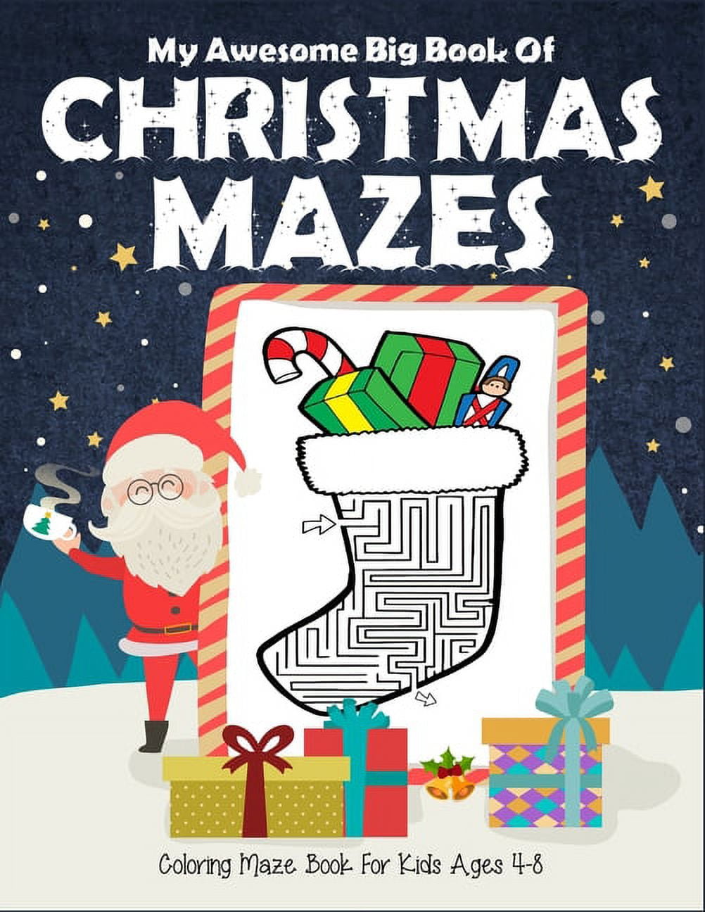 My Awesome Big Book Of Christmas Mazes Coloring Maze Book For Kids Ages ...