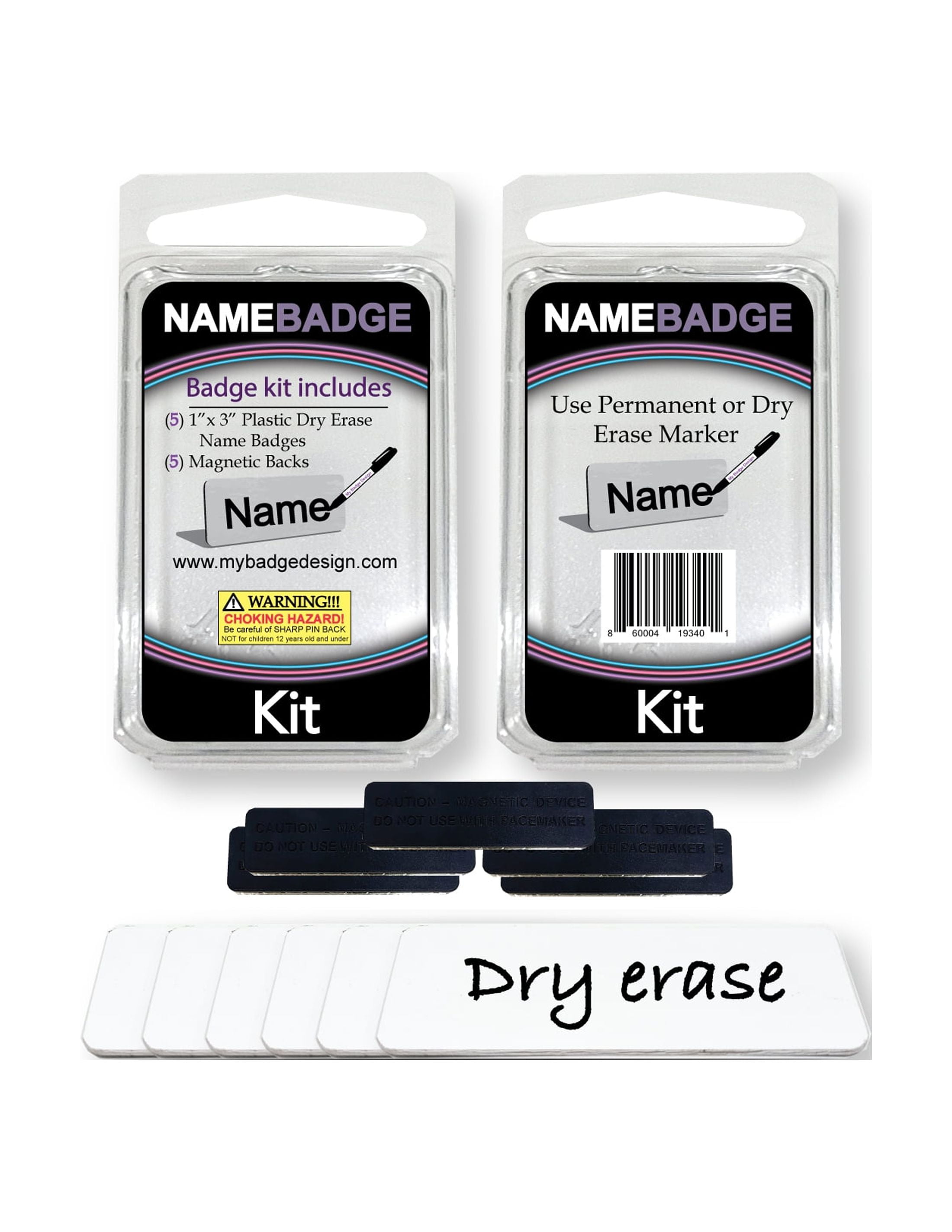 My Badge Design, 1" in width x 3" in length White Dry Erase Name Badge ...