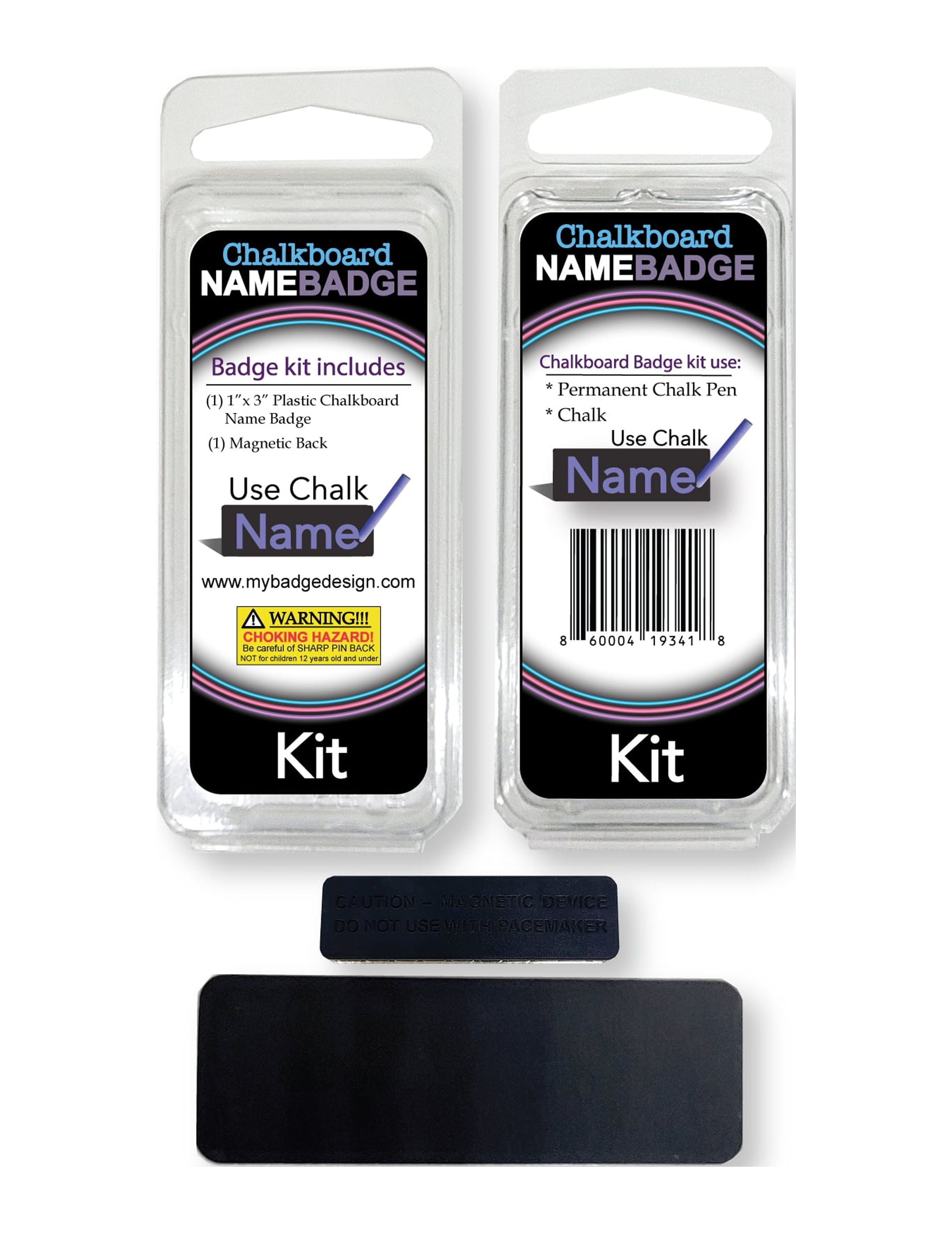 My Badge Design, 1" x 3" Chalkboard Name Badge Kit with Magnetic Back ...