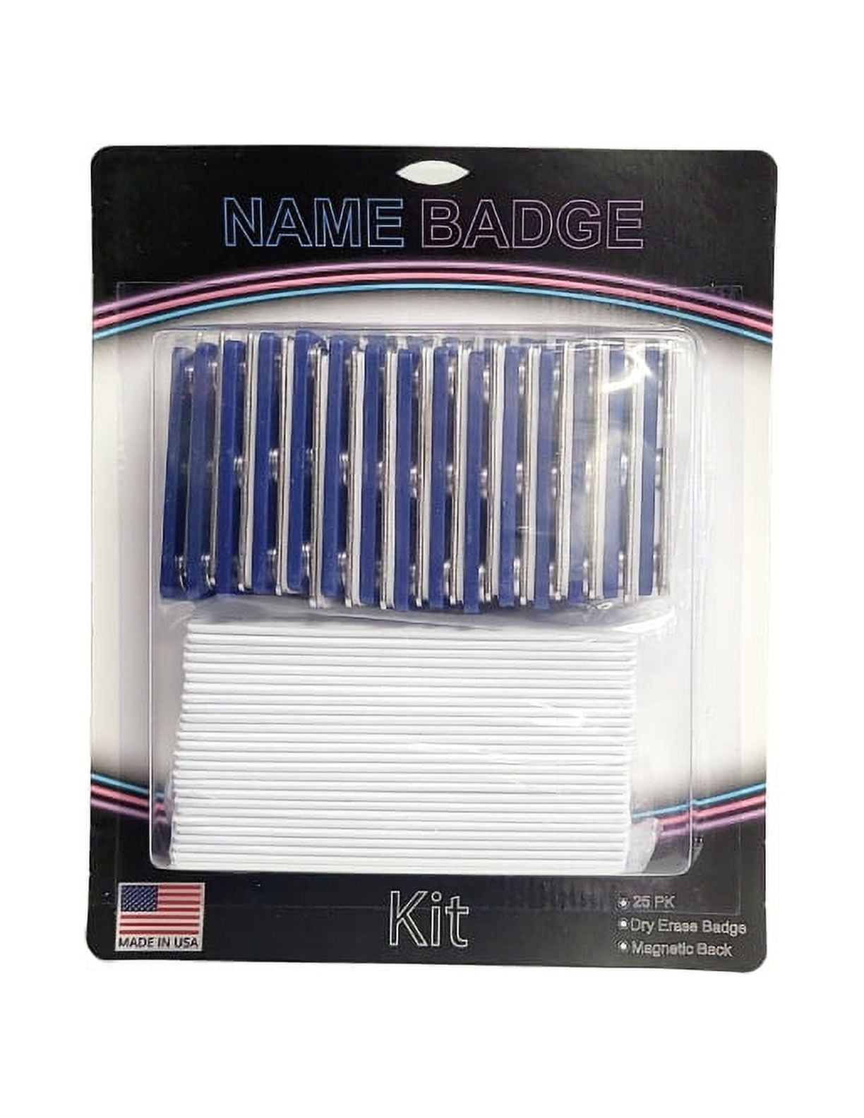 My Badge Design, 1" x 3" Dry Erase Name Badge Kit with Magnetic Back ...
