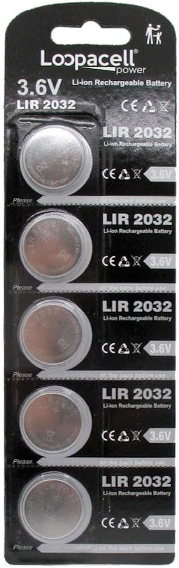 My Battery Supplier 5 Loopacell LIR2032 Lithium Rechargeable 3.6V Coin ...