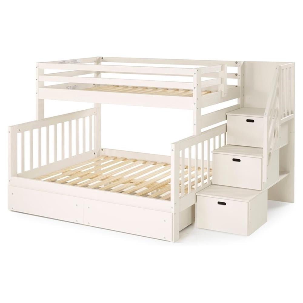 My Bed Now Acadia Twin-over-Full 2-Drawer Wood Bunk Bed w/ Staircase in ...