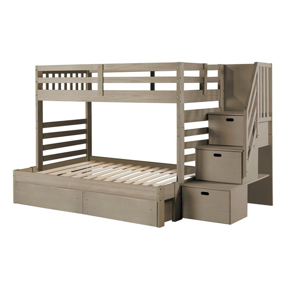 My Bed Now Everest 2-Drawer Twin-over-Full Wood Bunk Bed with Staircase ...