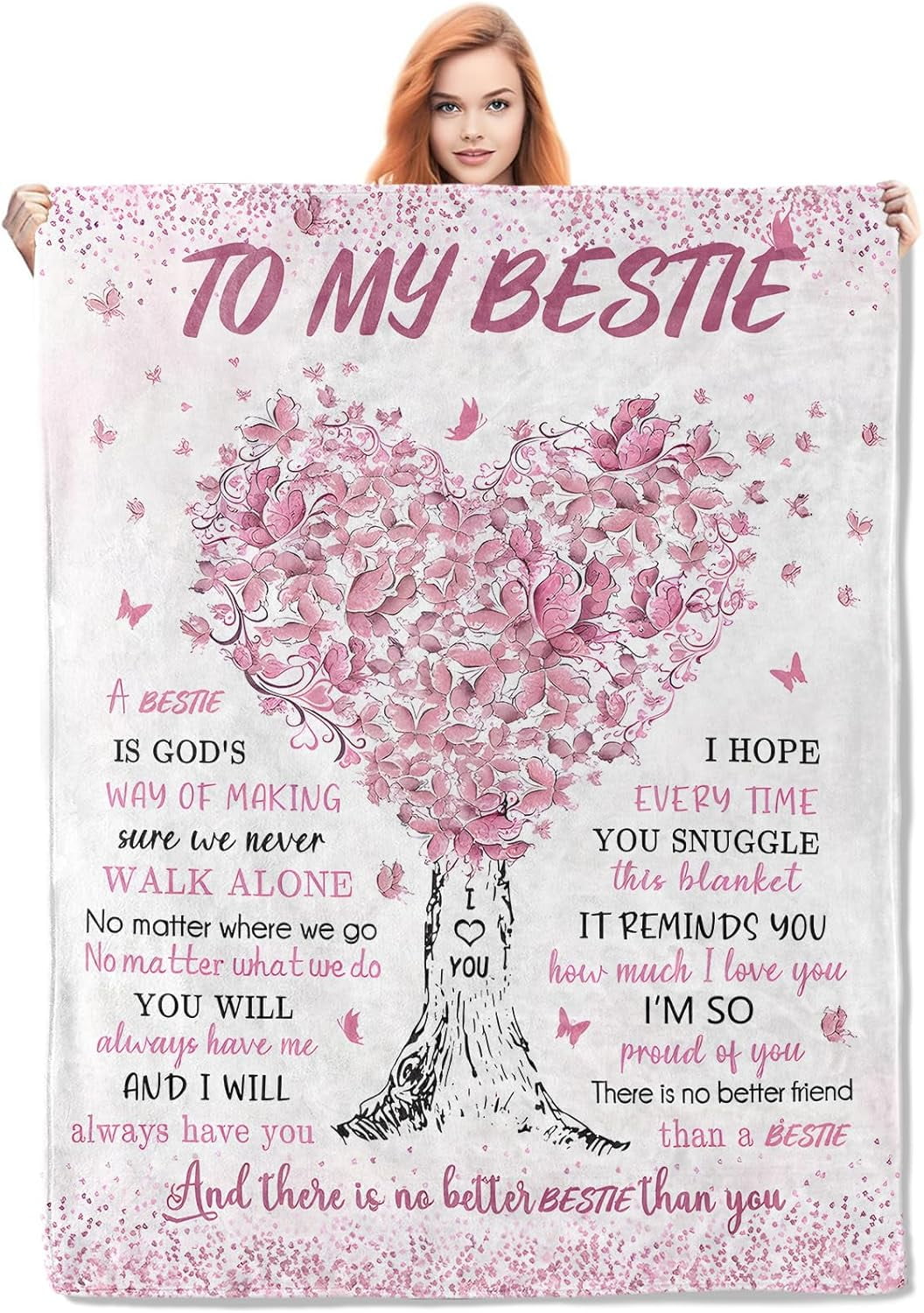 to My Bestie Throw Blanket, Heartfelt Friendship Message Design, Cozy ...