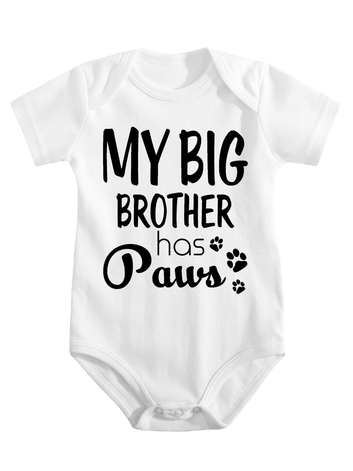 My Big Brother Has Paws Baby Bodysuit Funny Newborn Outfit Cut Boy Girl ...