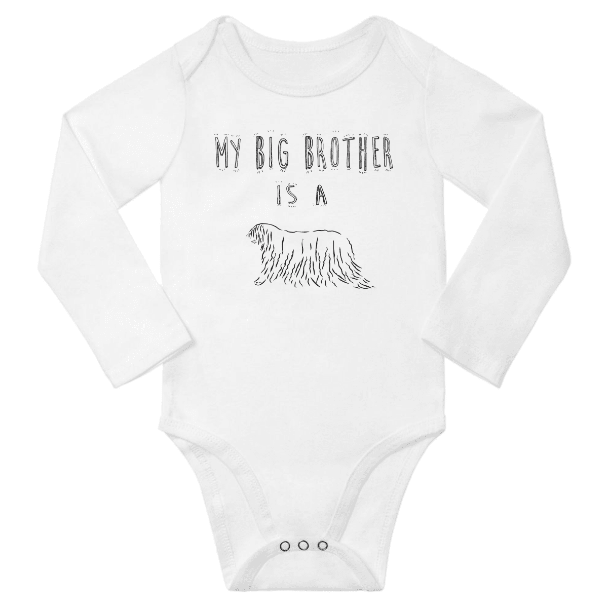 My Big Brother is a Hungarian Puli Dog Cute Baby Long Sleeve Clothing ...