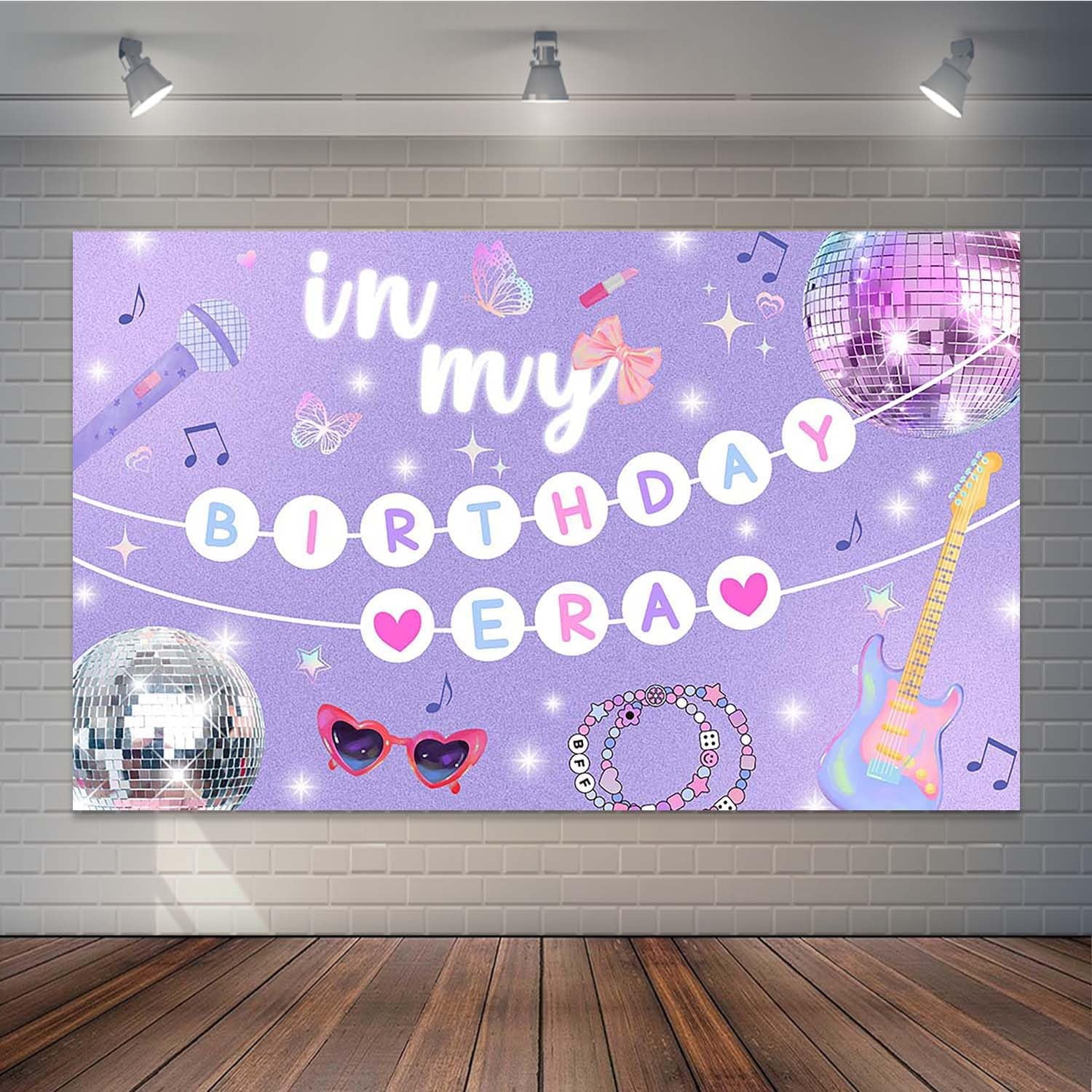in My Birthday Era Banner for Girls Purple Disco Ball Music Photography ...