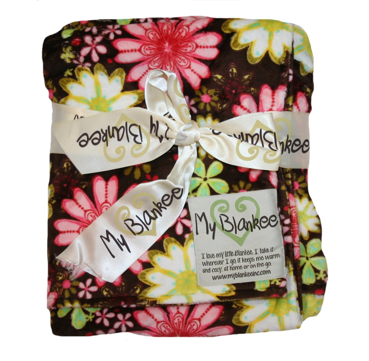 My Blankee Brown/Raspberry Daisy Velour Baby Blanket - 30" x 35 ...