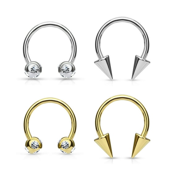 My Body Candy Rounded Spike Barbells And Curved Glitter Ball Barbells ...