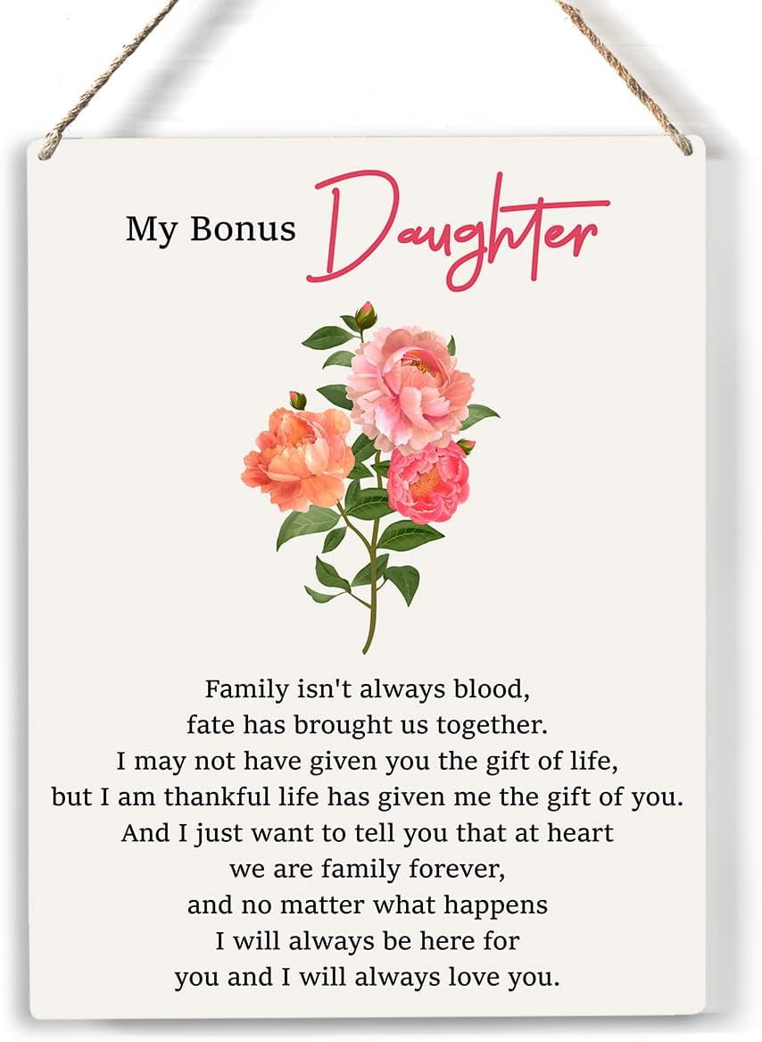 My Bonus Daughter Wood Sign Floral Step Daughter Wooden Signs Rustic ...