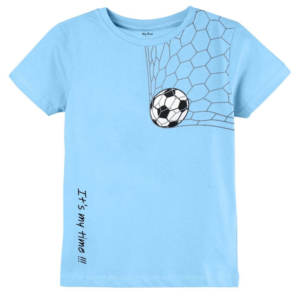 My Bow Boys Soccer Ball Blue Crew Neck T-Shirt, Sizes S (6-7) - Walmart.com
