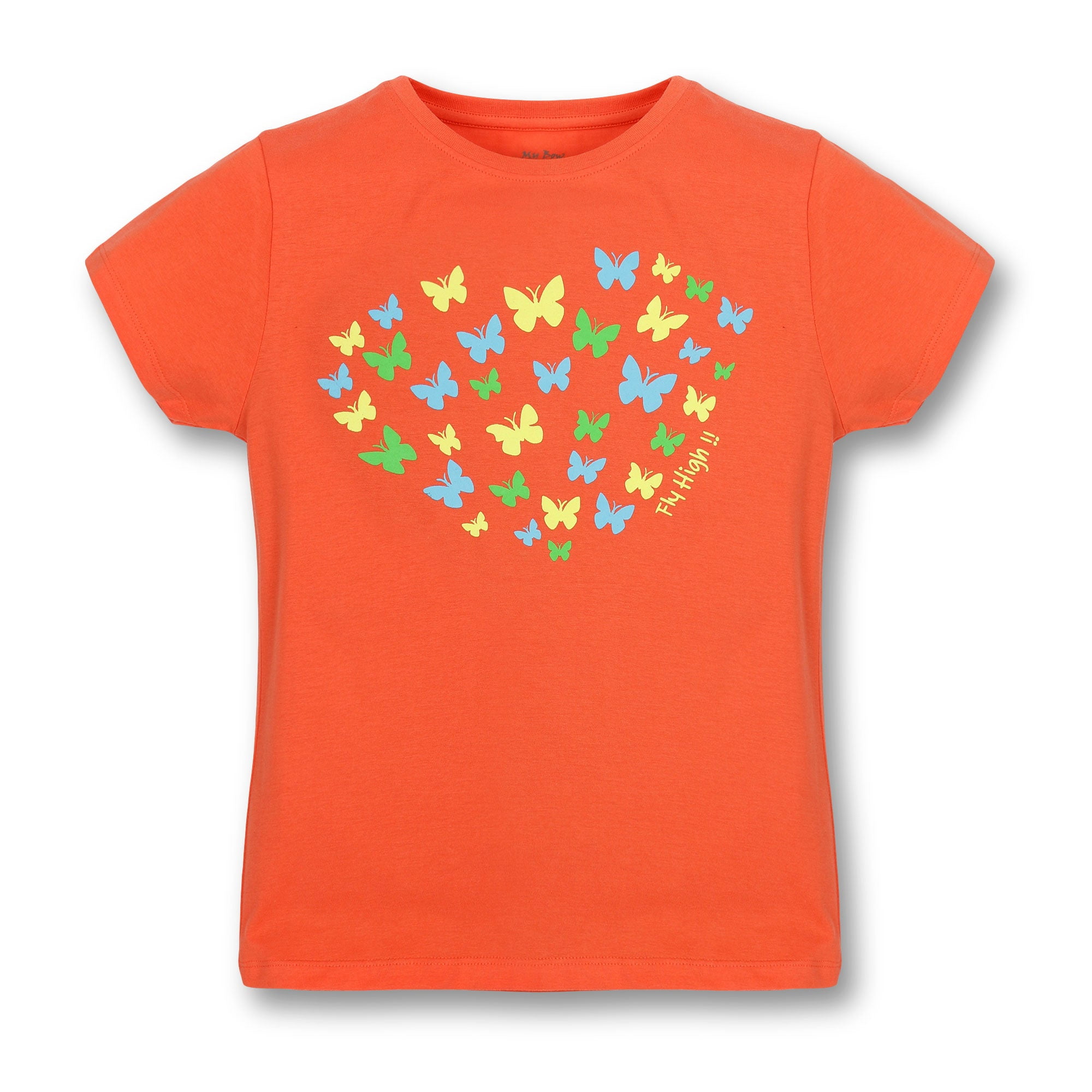 My Bow Crew Round Rib Neck T-Shirt, Butterflies in Heart Shape, Cotton ...