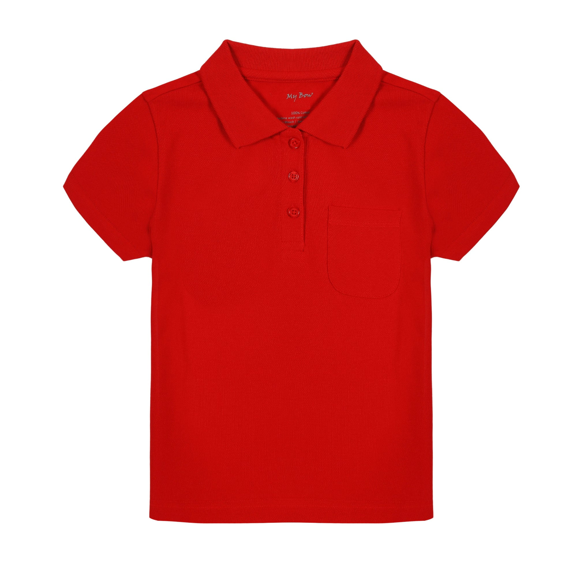My Bow Polo Pique Short Sleeve Red Cotton T-Shirt Little Girls 8-9 ...