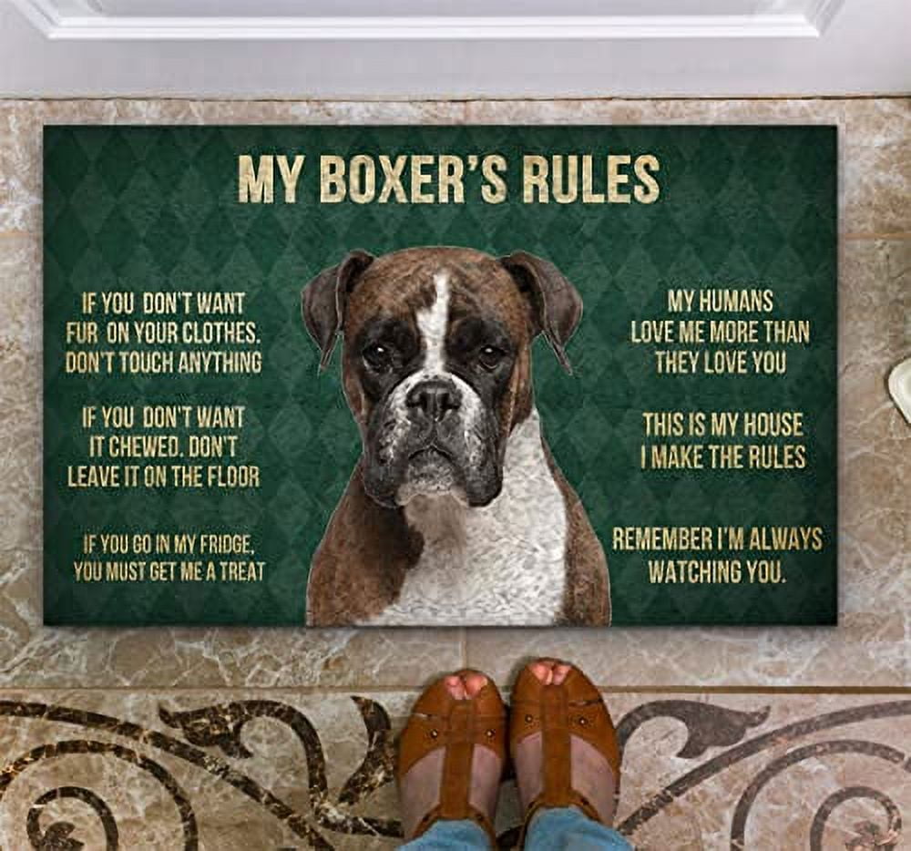 My Boxer’s Rules Door Mat My Boxer’s Rules Welcome Non-Slip Mats Funny ...