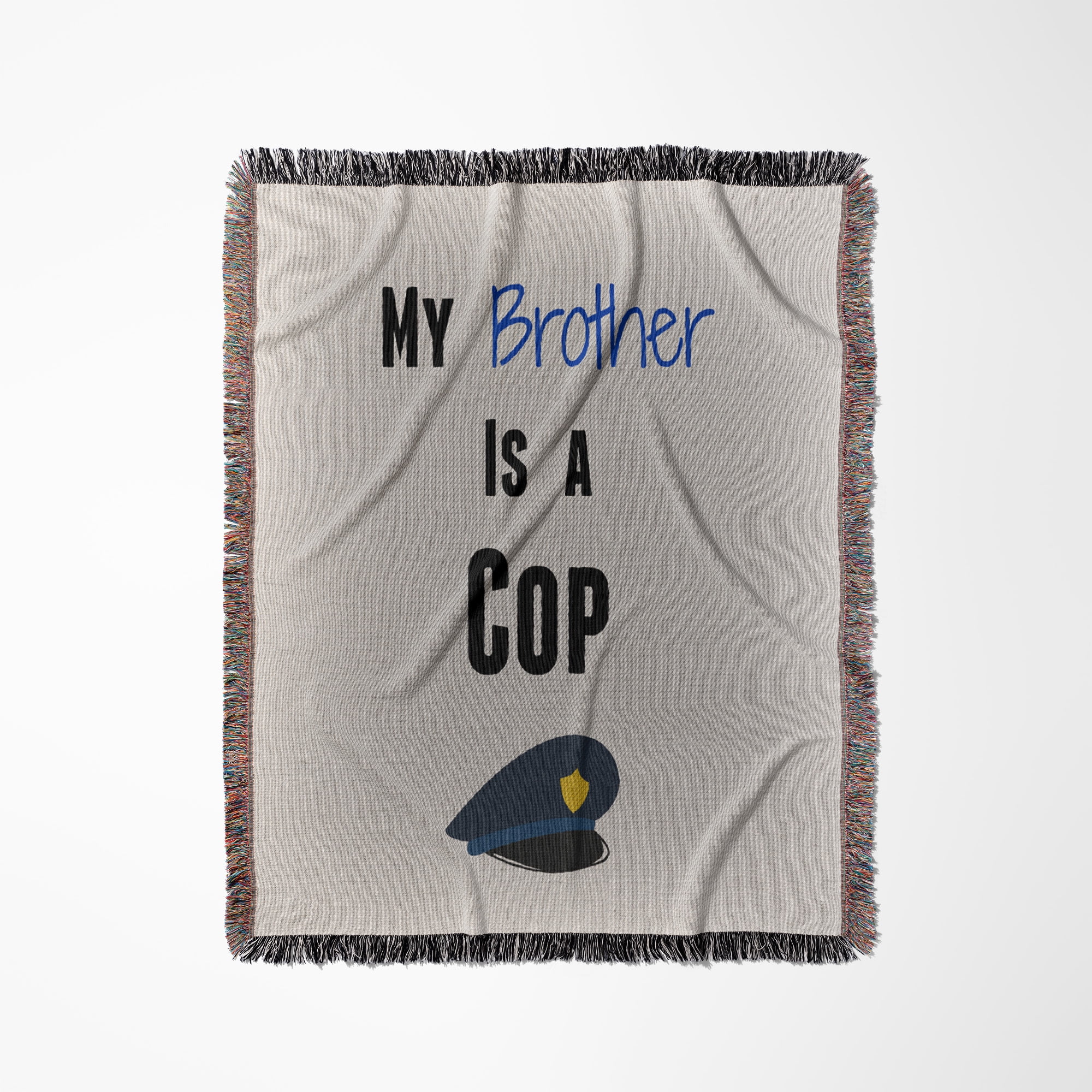 My Brother Is A Cop Phrase Blue With Grey Background, Woven Blanket ...