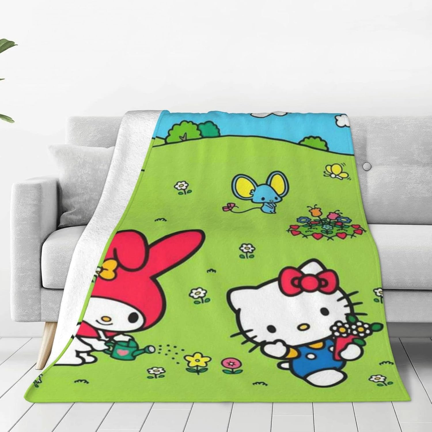 My Bunny Melody Cute Anime Blankets Hello Cat Kitty Soft Warm Fuzzy ...