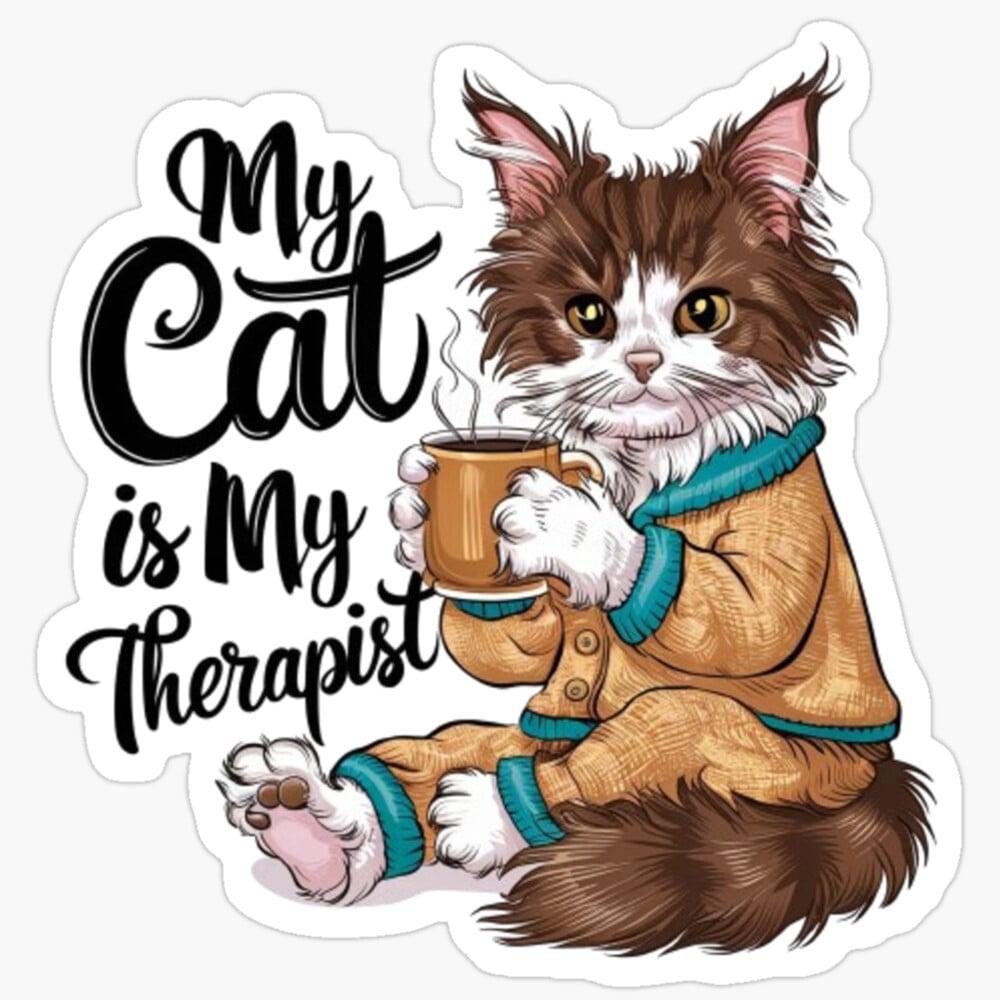 My Cat Is My Therapist Sticker Phone Decal Water Bottle Stickers Car ...