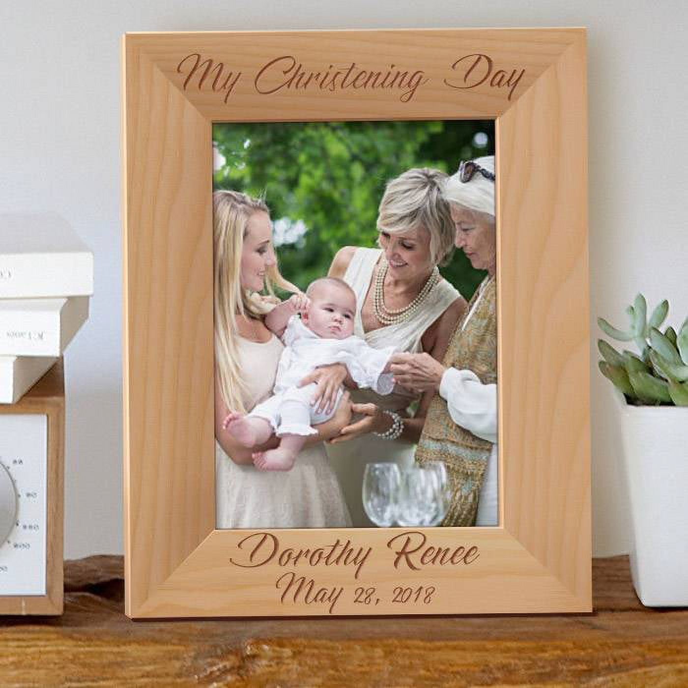 My Christening Day Personalized Wooden Picture Frame 8" x 10" Brown ...