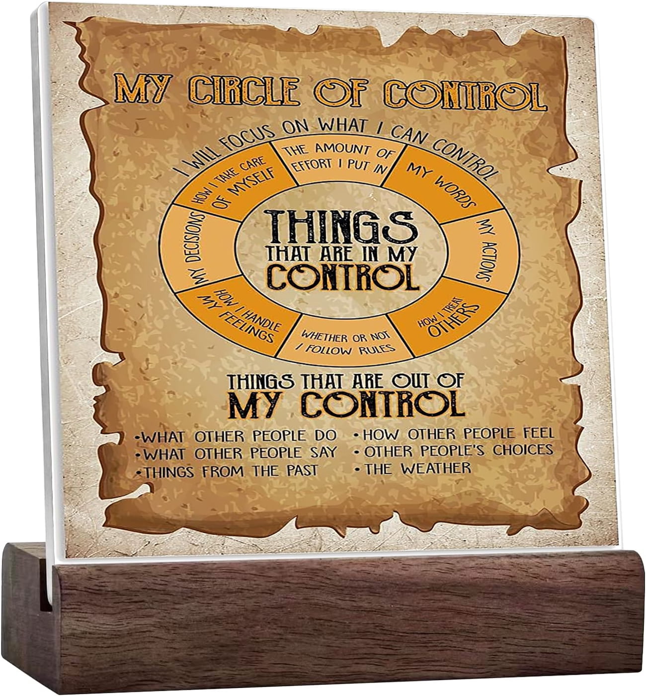 My Circle Of Control Ceramic Table Plaque With Wooden Stand Desk ...