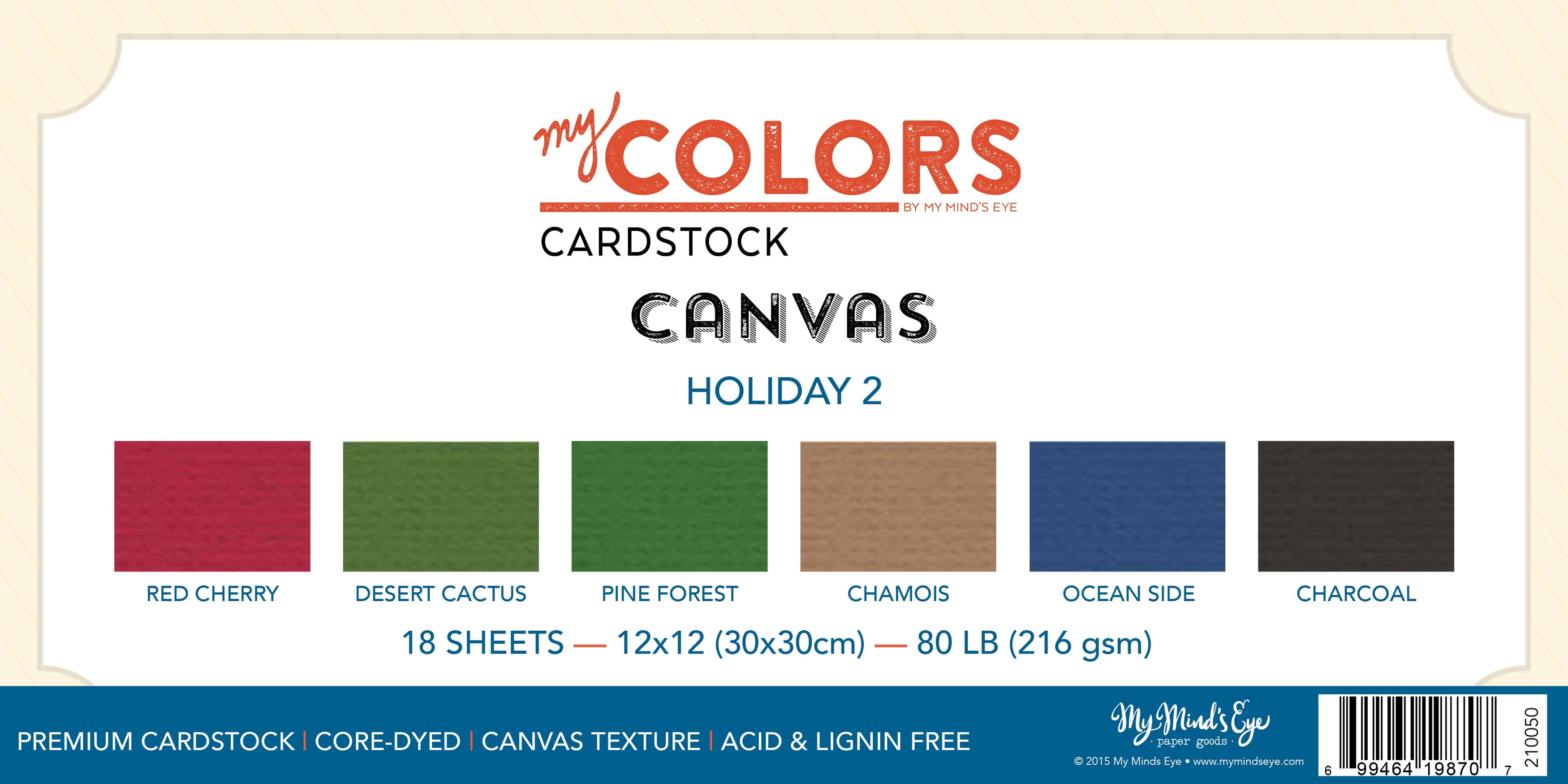 My Colors Canvas Cardstock Bundle 12"X12" 18/Pkg-Holiday 2 - Walmart.com