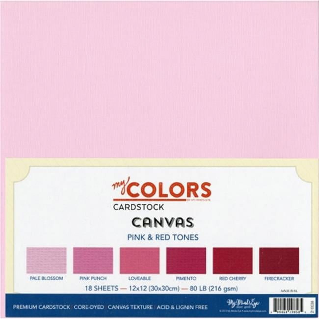 My Colors Canvas Cardstock Bundle 12"X12" 18/Pkg-Pink & Red Tones ...