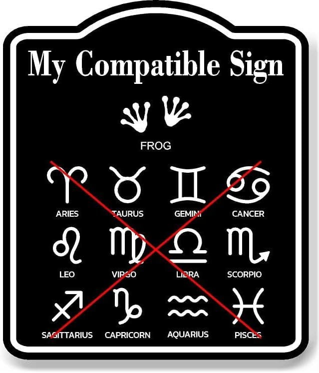 My Compatible Zodiac Sign Is A Frog BLACK Aluminum Composite Sign, 8.5 ...