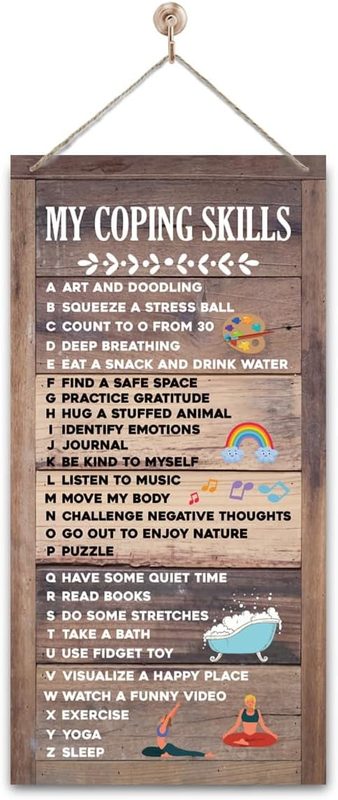 My Coping Skills Hanging Sign, Decorative Wall Plaque, Rustic Door ...