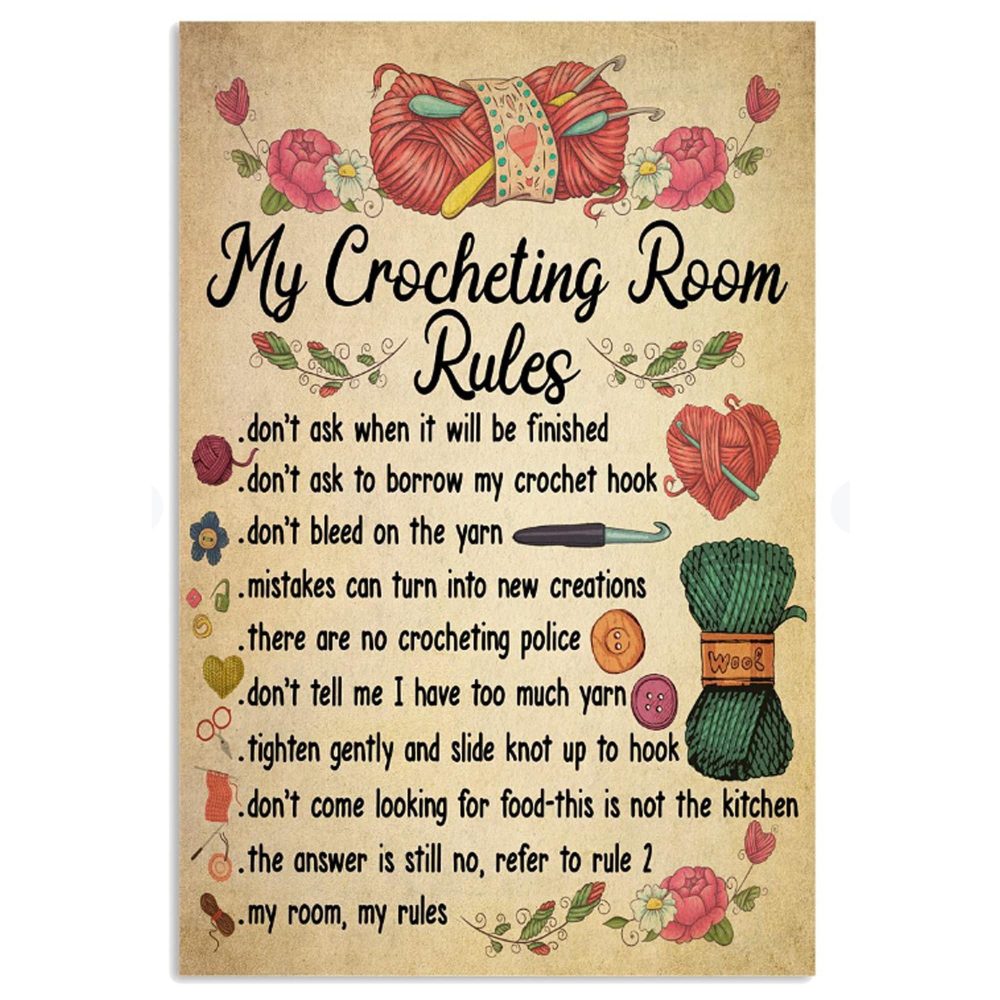 My Crocheting Room Rules Poster, Knitting And Crocheting Lover Gift ...