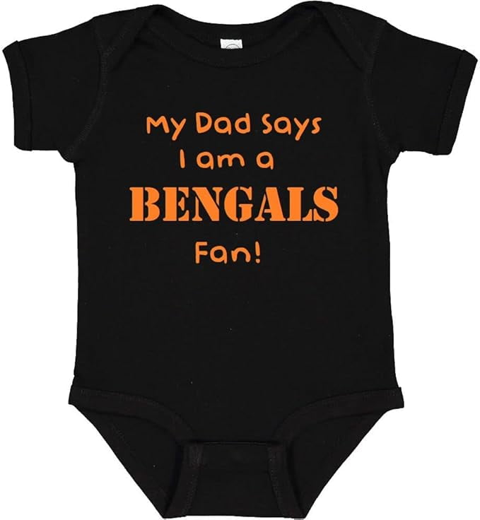 My Dad Says I am a Bengals Fan Cute Black Baby Bodysuit (18 Months ...