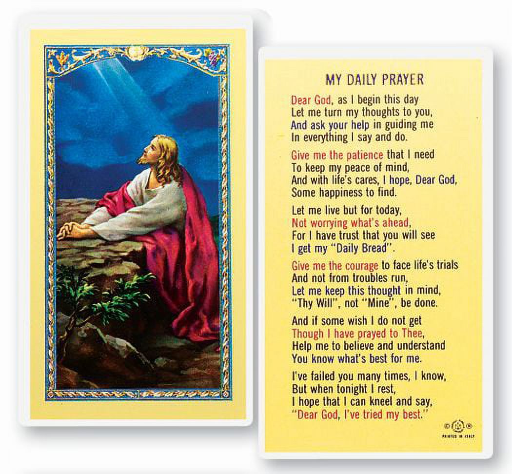 My Daily Prayer Laminated Catholic Prayer Holy Card with Prayer on Back ...