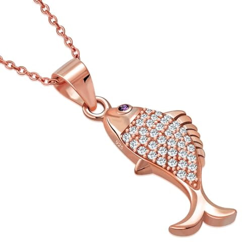 My Daily Styles 925 Sterling Silver CZ Fish Pendant Necklace - Good ...