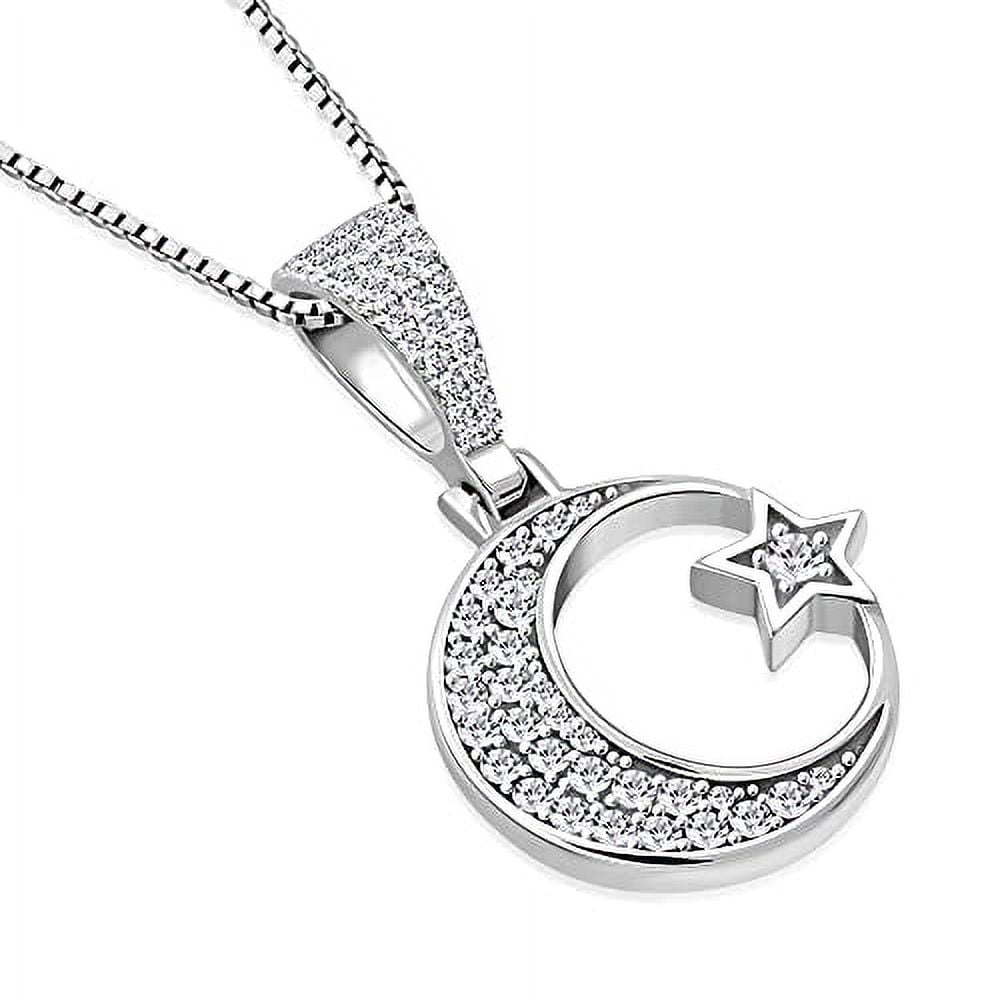My Daily Styles 925 Sterling Silver CZ Islamic Muslim Pendant Necklace ...