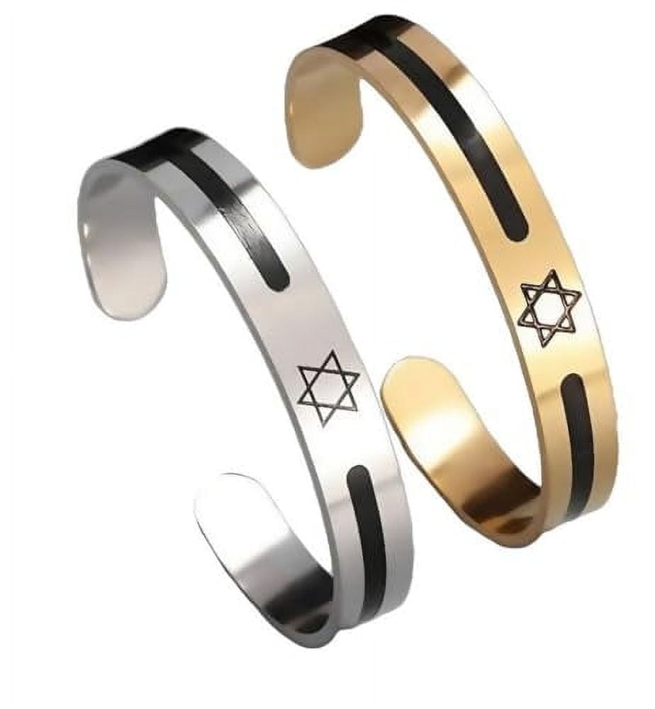 My Daily Styles Star of David Cuff Bracelet, Unisex Stainless Steel Bangles, Silver and Gold ...