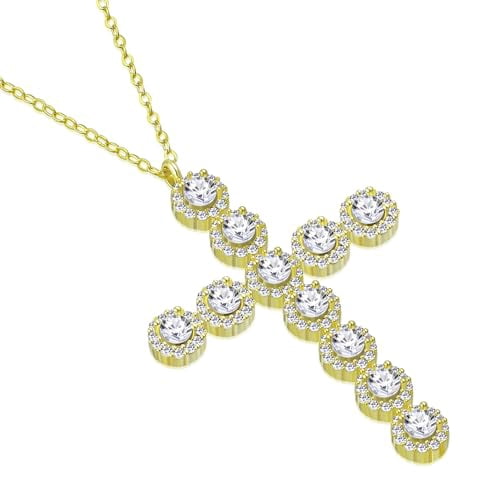 My Daily Styles Women's Large 925 Sterling Silver CZ Cross Pendant ...