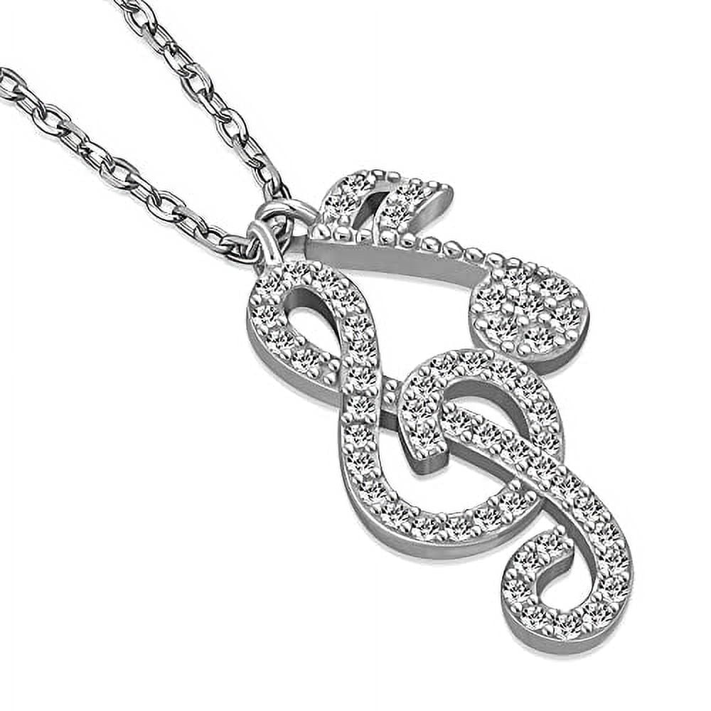 My Daily Styles Womens 925 Sterling Silver CZ Musical Notes Pendant ...
